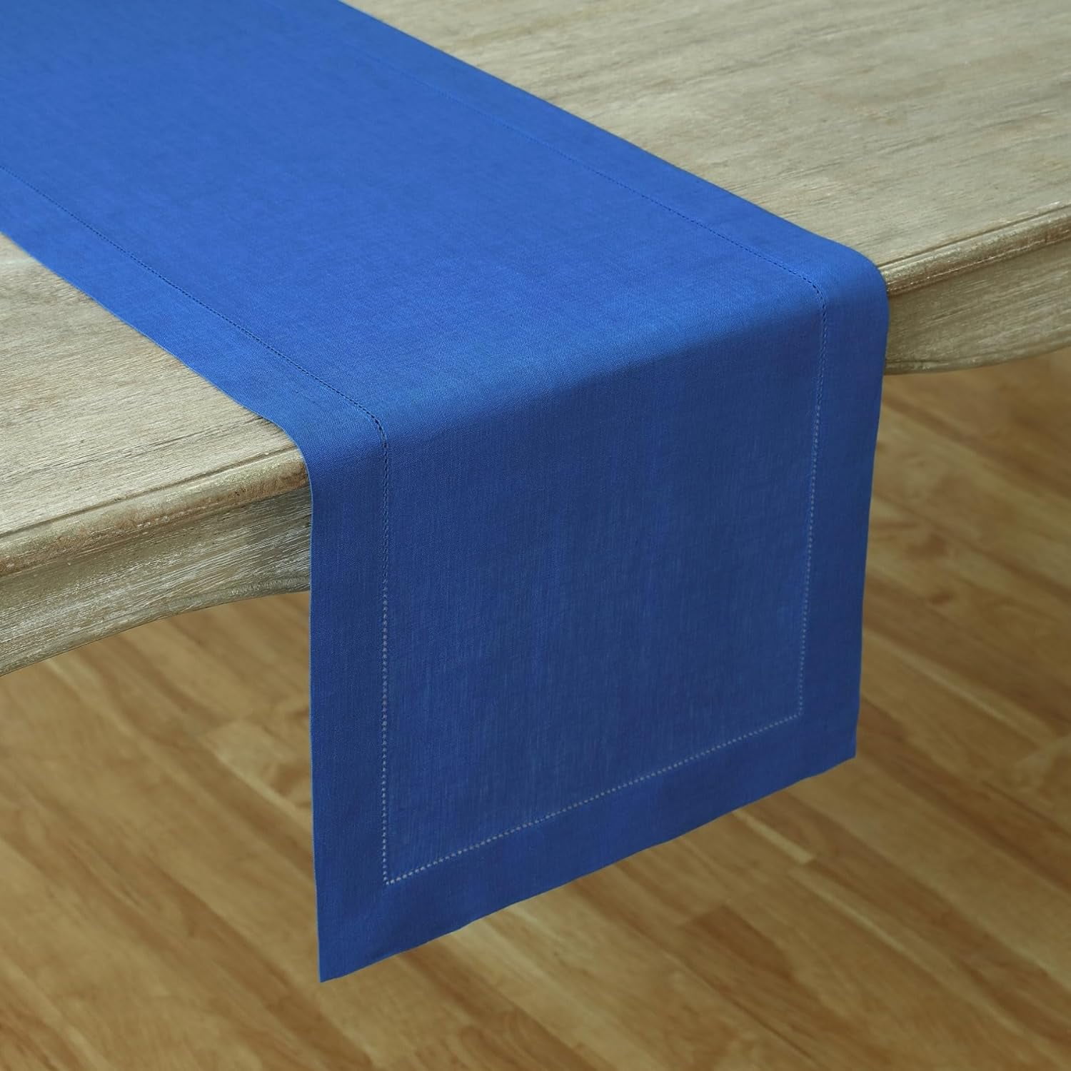 SHIQI-Linen Royal Blue Table Runner 36 Inches - Classic Hemstitch, 100% ...