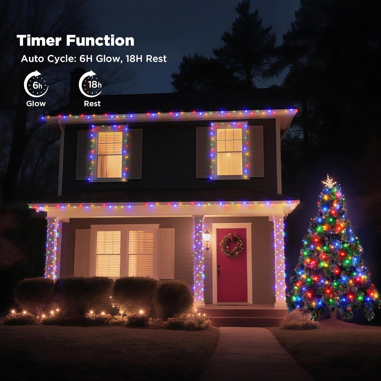 SHIQI-Long Christmas Lights Indoor Outdoor 500LED 174ft, Super Bright ...