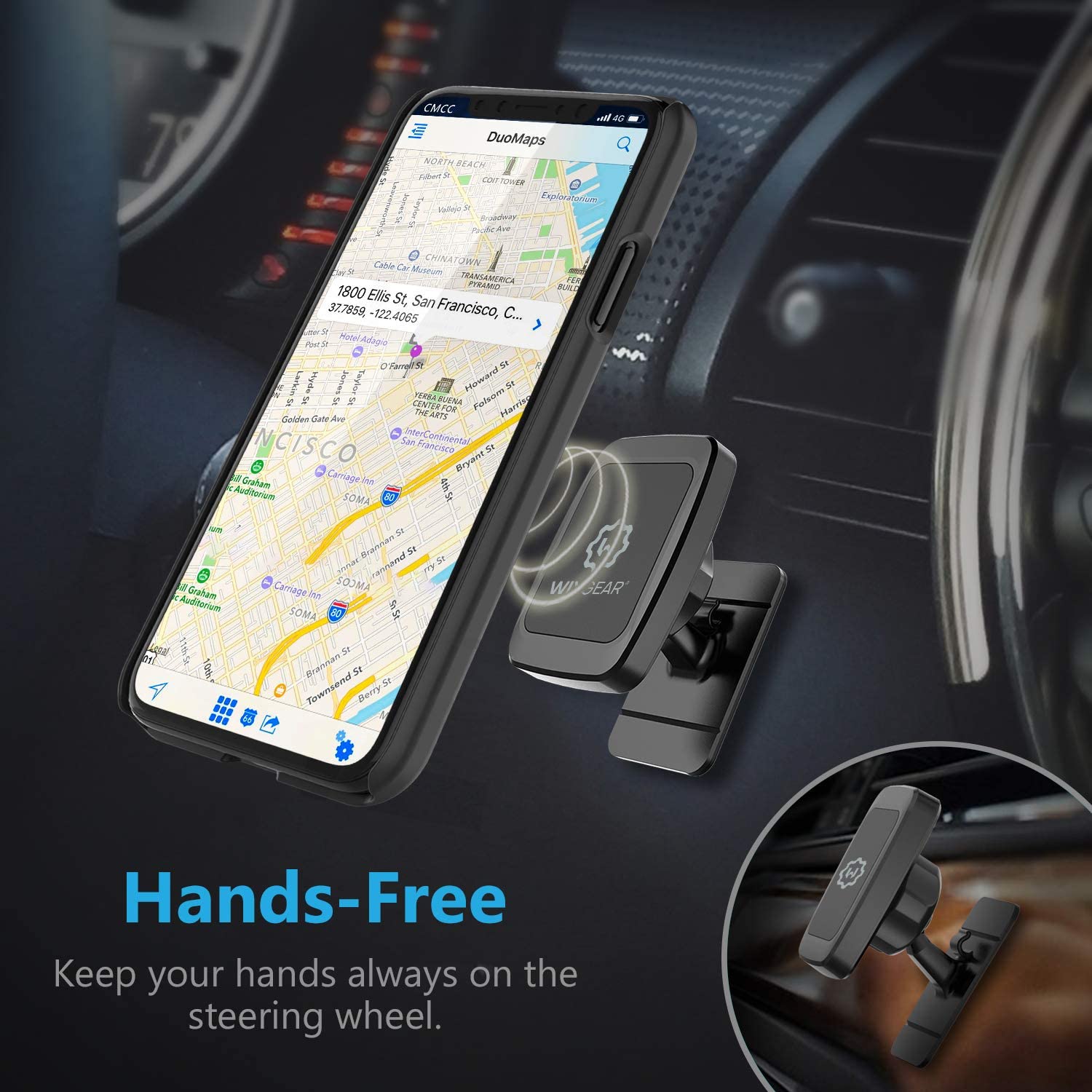 SHIQI-Magnetic Phone Car Mount, Stick On Dashboard Magnetic Car Mount ...
