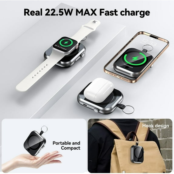 SHIQI-Magnetic Portable Charger, 10000mAh Power Bank for Apple Watch ...