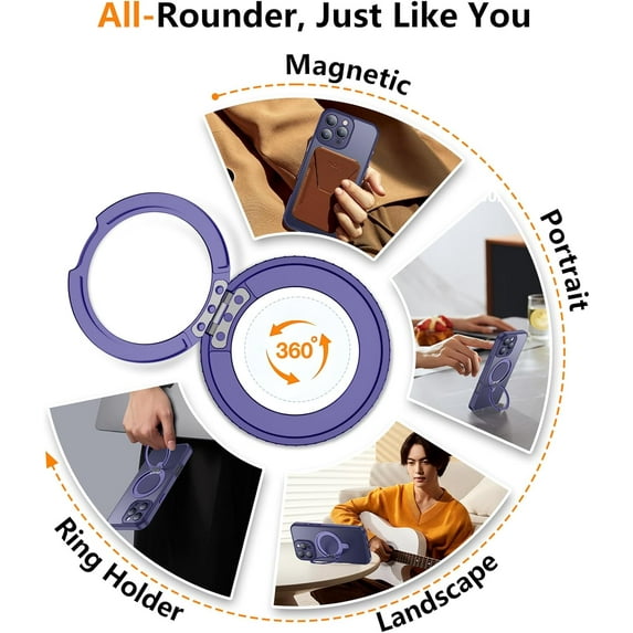 SHIQI-Magnetic for iPhone 16 Pro Max Case,[with 360°Rotatable Invisible ...