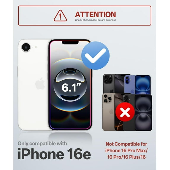 SHIQI-Magnetic for iPhone 16e Case, Built-in Stand & Compatible with ...