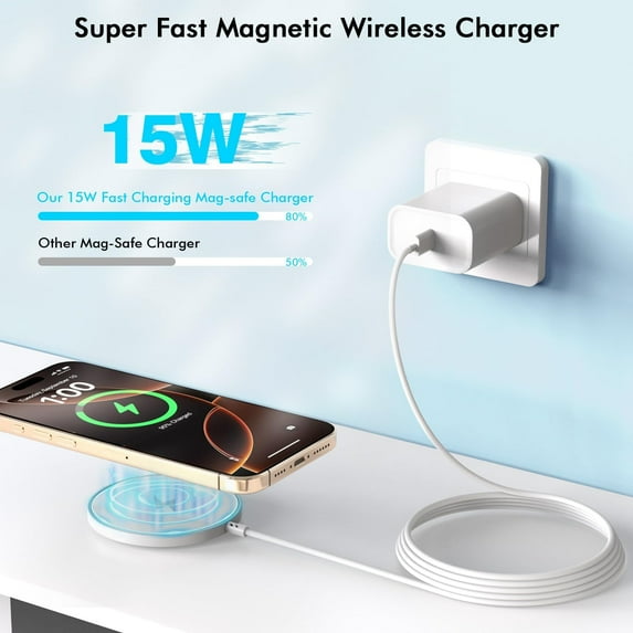 SHIQI-Magnetic iPhone Wireless Charger,10FT Fast Charging Apple Mag ...