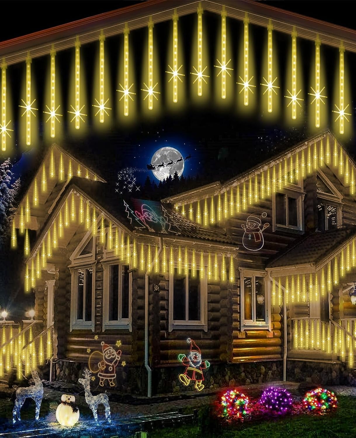 SHIQI-Meteor Shower Lights Outdoor Christmas Lighting Falling Rain ...