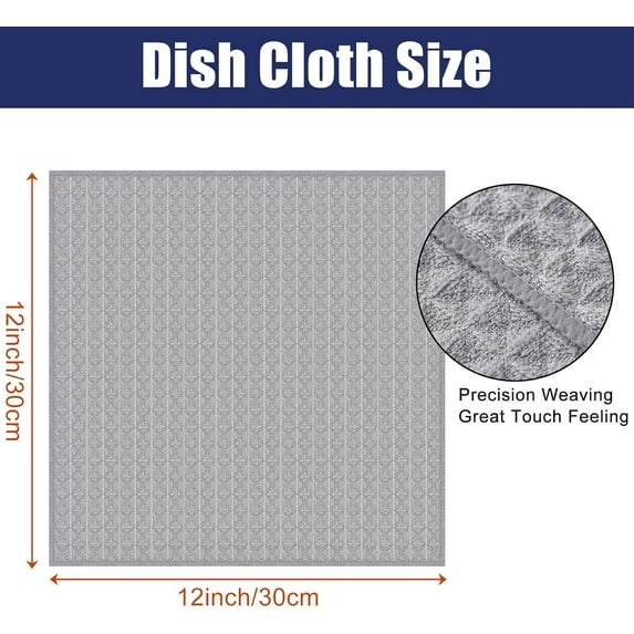 SHIQI-Microfber Wafle Weave Kitchen Dish Cloths, 12 x 12 Inch Ultra ...