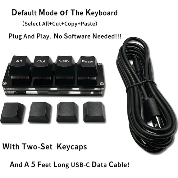 SHIQI-Mini 4-Key Select-All Cut Copy Paste Macro Pad Ctrl A X C V ...