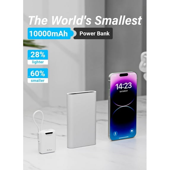 SHIQI-Mini Portable Charger, 10000mAh Ultra-Compact Power Bank, 22.5W ...