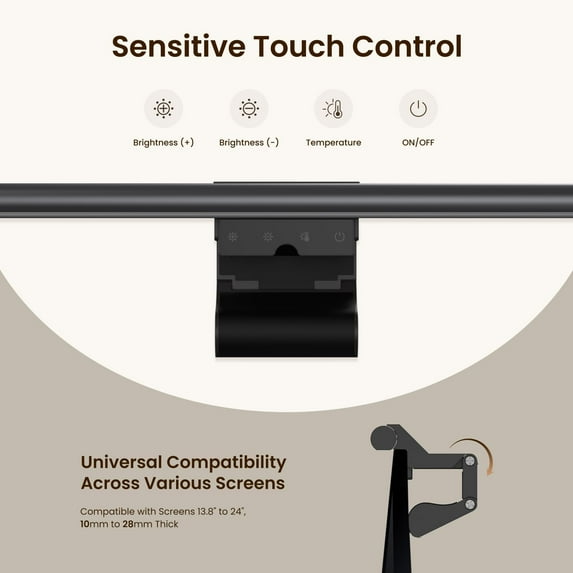 SHIQI-Monitor Light Bar, Computer Monitor Lamp, 250LM No Glare Eye-Care ...