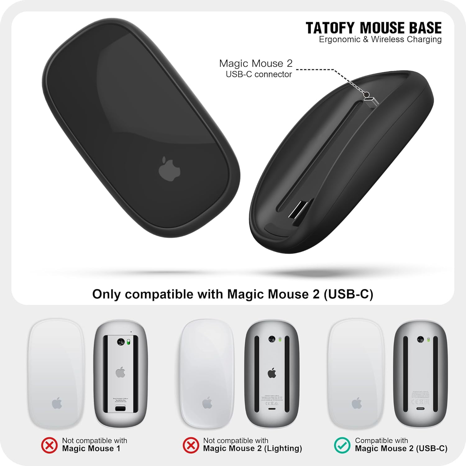 SHIQI-Mouse Charger Compatible with Magic Mouse 2 (USB-C) Grip with ...