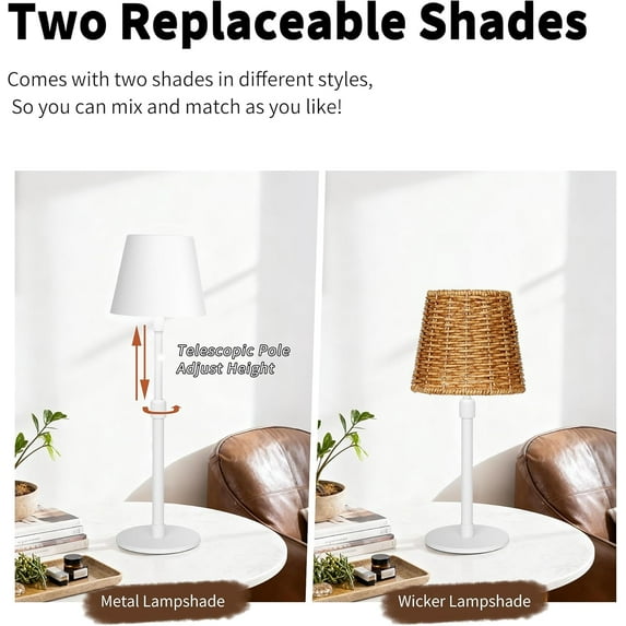 SHIQI-Mr.White Outdoor Waterproof Rechargeable Cordless Table Lamp with ...