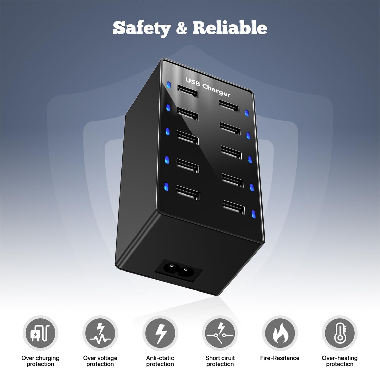 SHIQI-Multiple USB Charger, 10 Port USB Charging Station, Charging ...