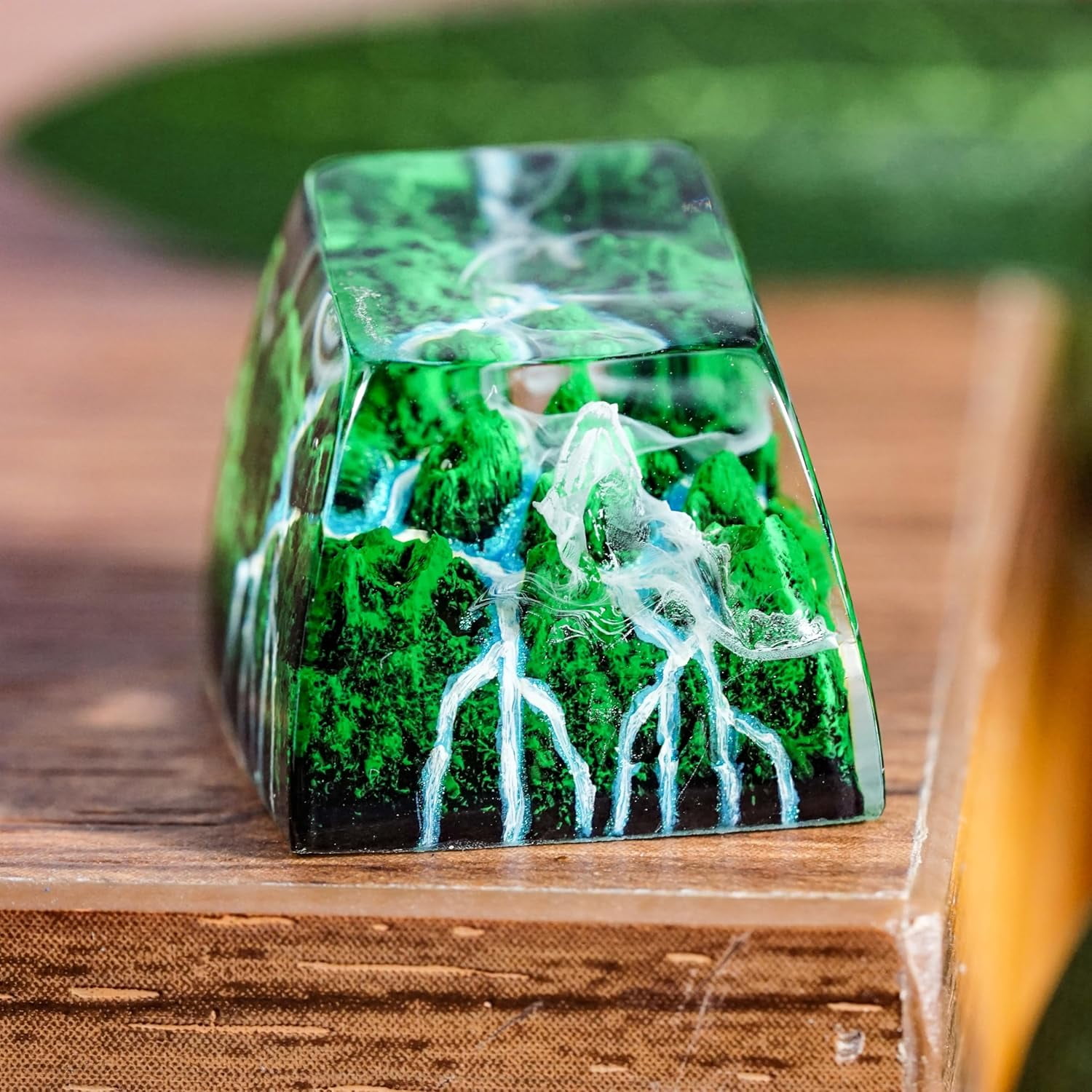 SHIQI-Mystery Mountain Forest Keycap with Waterfall Artisan Keycap Cute ...