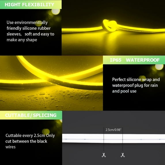 SHIQI-Neon Light Strip 16.4FT/5M- Bright, Non-Glaring & Waterproof Neon ...