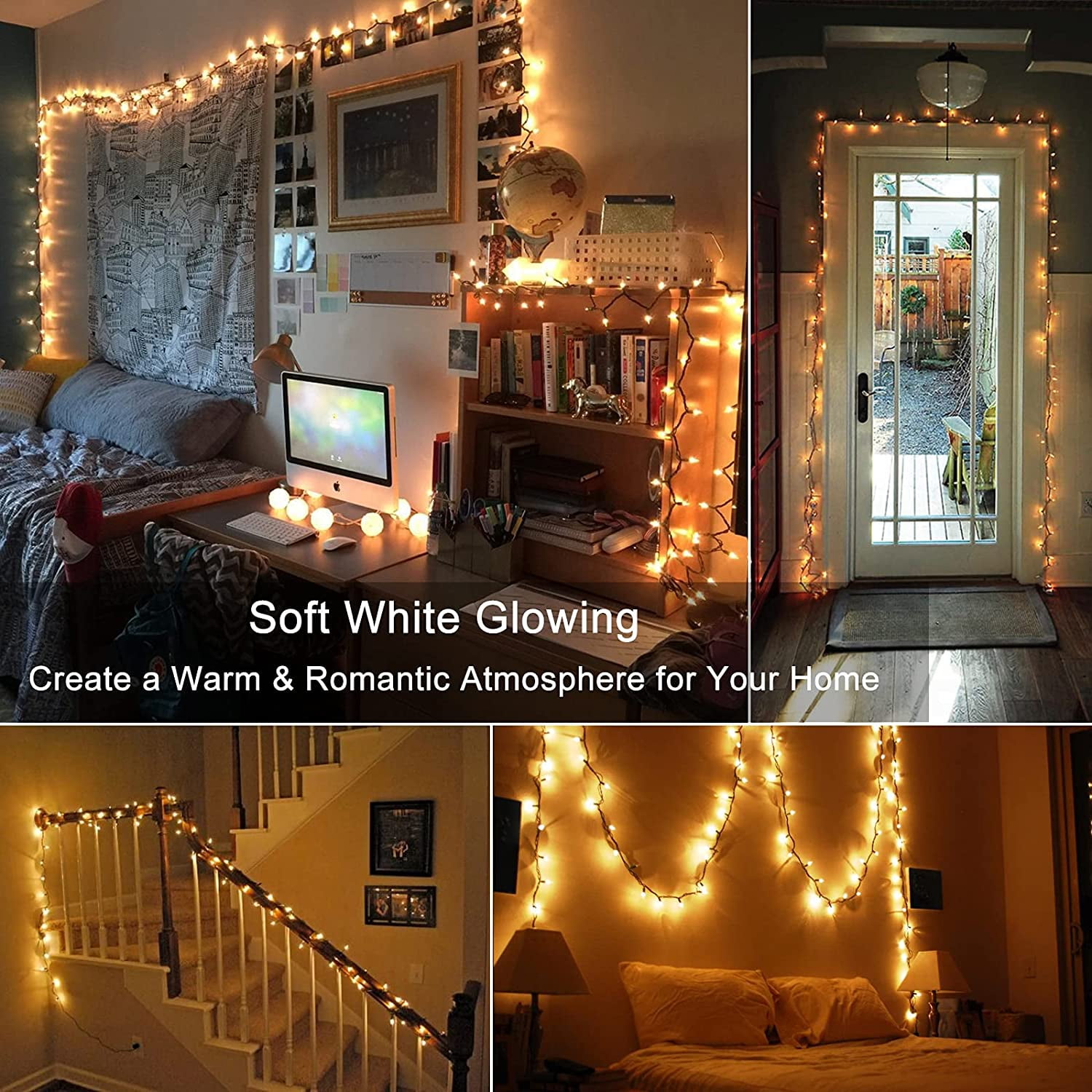 SHIQI-ODEETRONIC Clear Christmas Lights, 69.6ft 300ct Incandescent ...