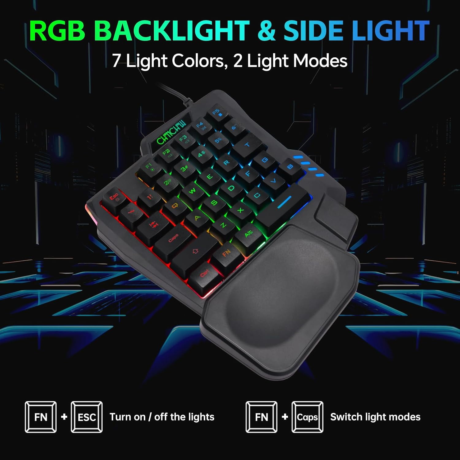 SHIQI-One Handed Half Keyboard Mouse USB Spilitter Type-C Adapter ...