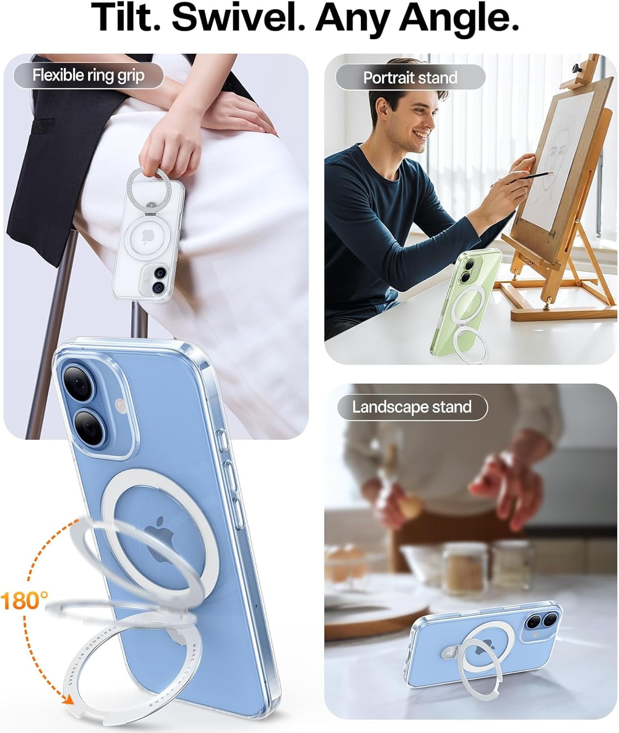 SHIQI-Ostand for iPhone 17 Case Clear, Fit for MagSafe, 3X Military ...