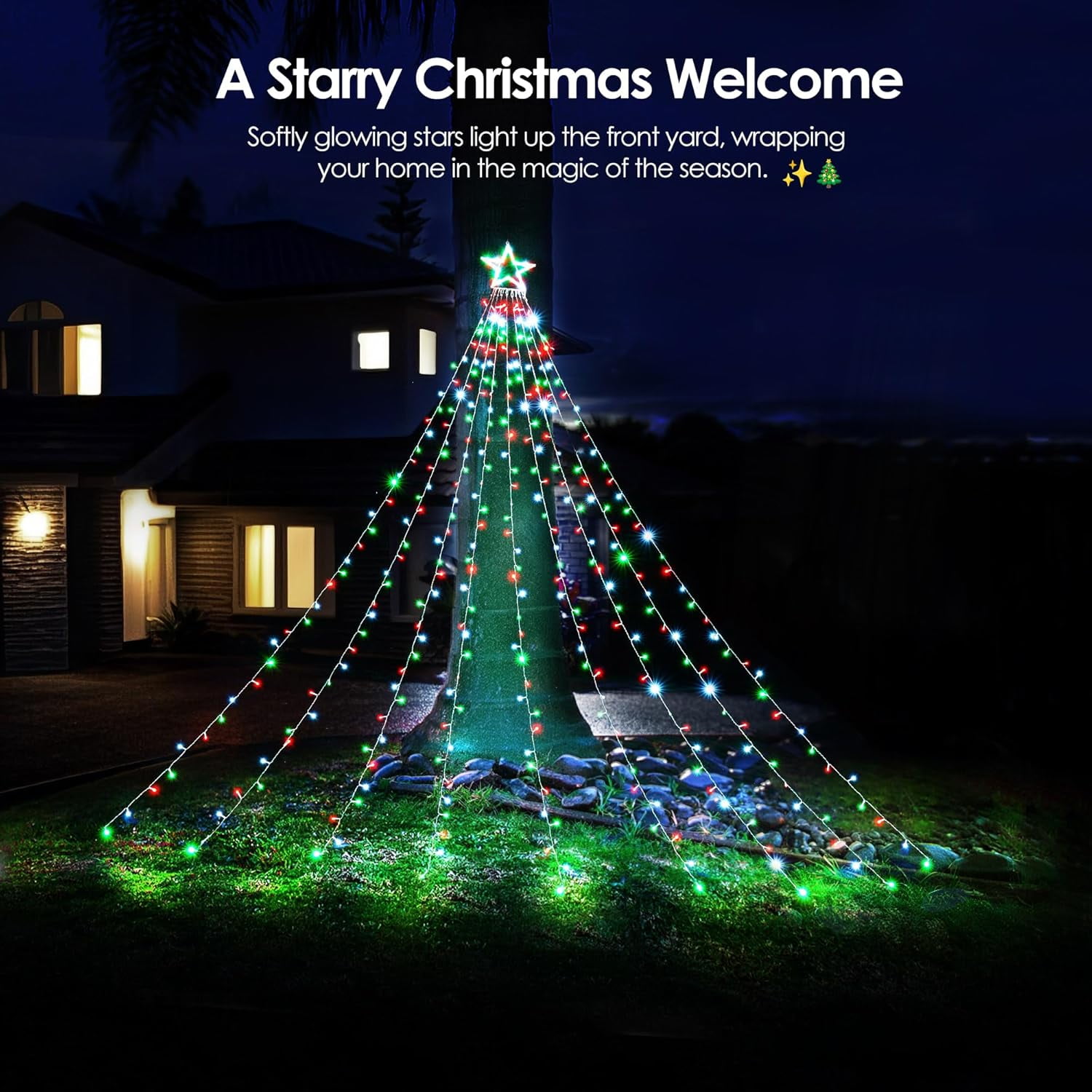 SHIQI-Outdoor Christmas Decorations with 12" Star Topper, 344 LED 11 ...