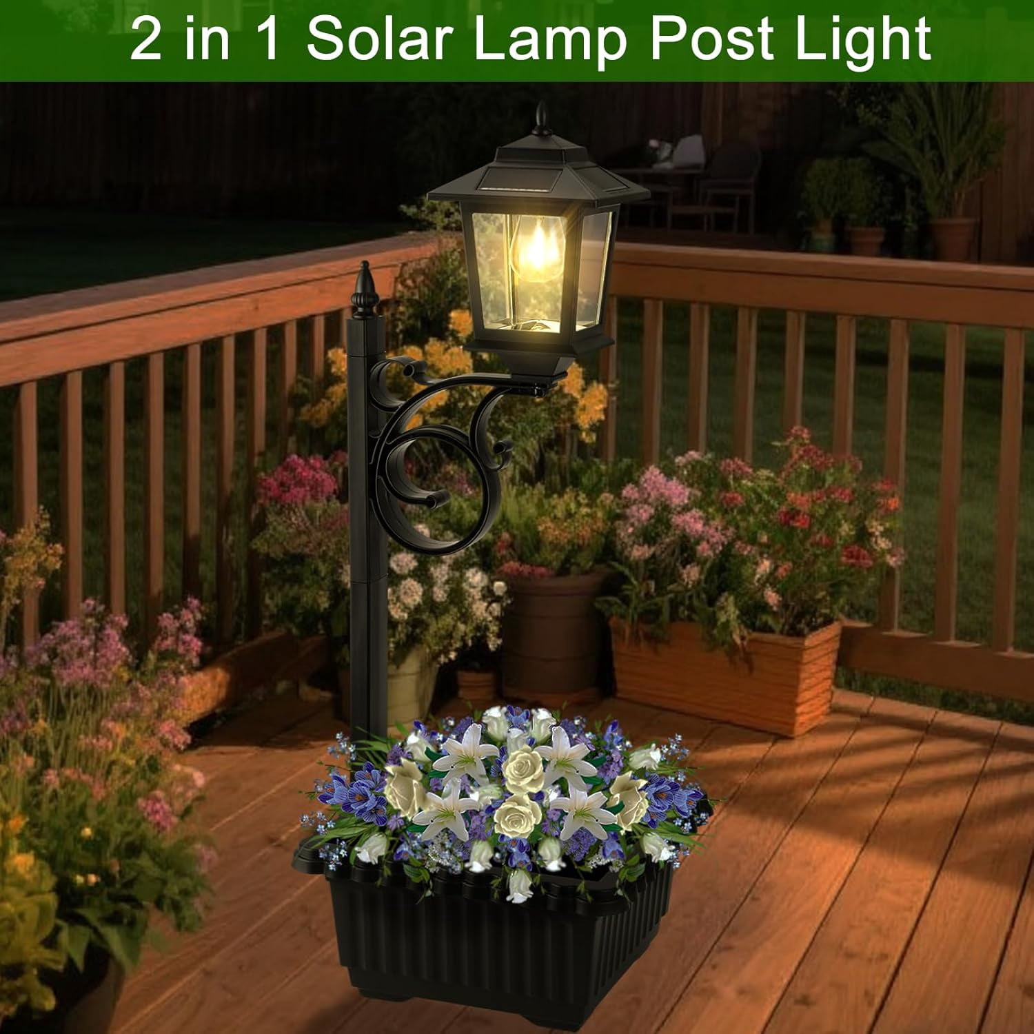 SHIQI-Outdoor Flower Pots 2 in 1, Floor Lamps Waterproof, Wall Mount ...