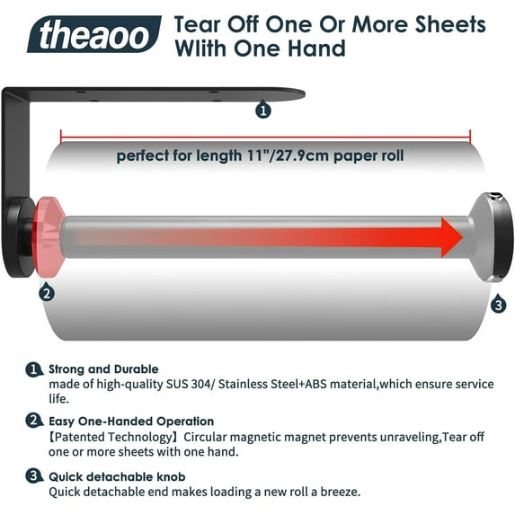 SHIQI-Paper Towel Holder Under Cabinet, One-Handed Tear Wall Mount ...