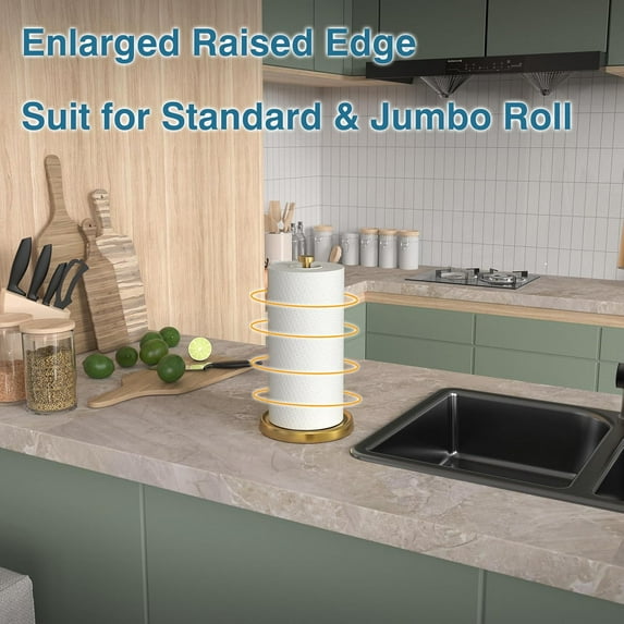 SHIQI-Paper Towel Holder Countertop, Gold Kitchen Accessories Decor ...