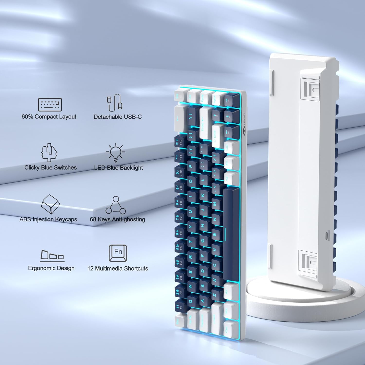 SHIQI-Portable 60% Mechanical Gaming Keyboard, MK-Box LED Backlit ...