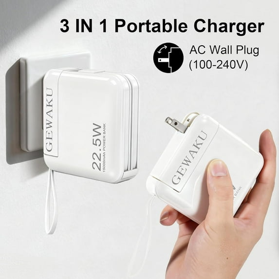 SHIQI-Portable Charger 15000mAh Power Bank 22.5W Fast Charging Built-in ...