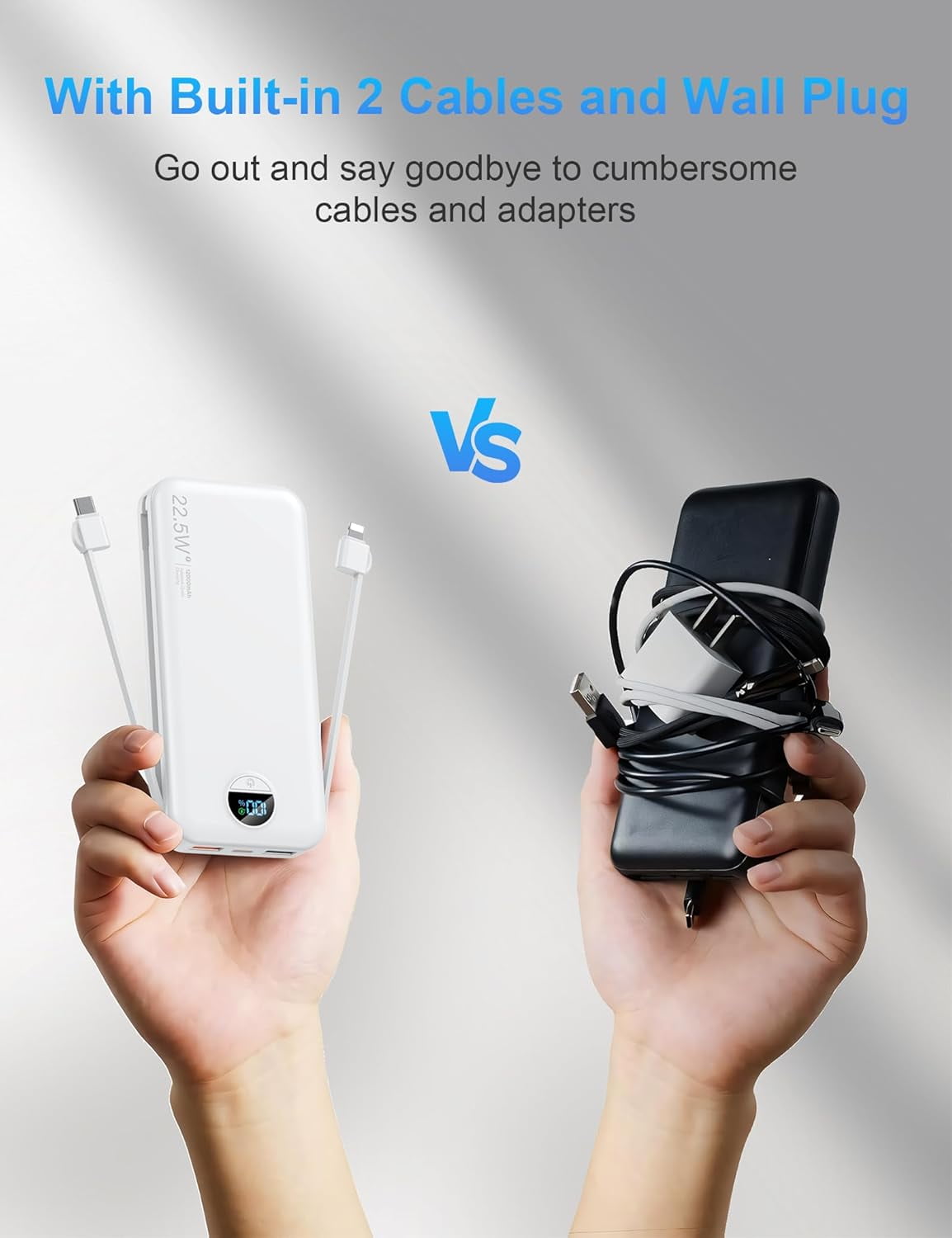 SHIQI-Portable Charger with Wall Plug, 12000mAh USB C Power Bank Fast ...