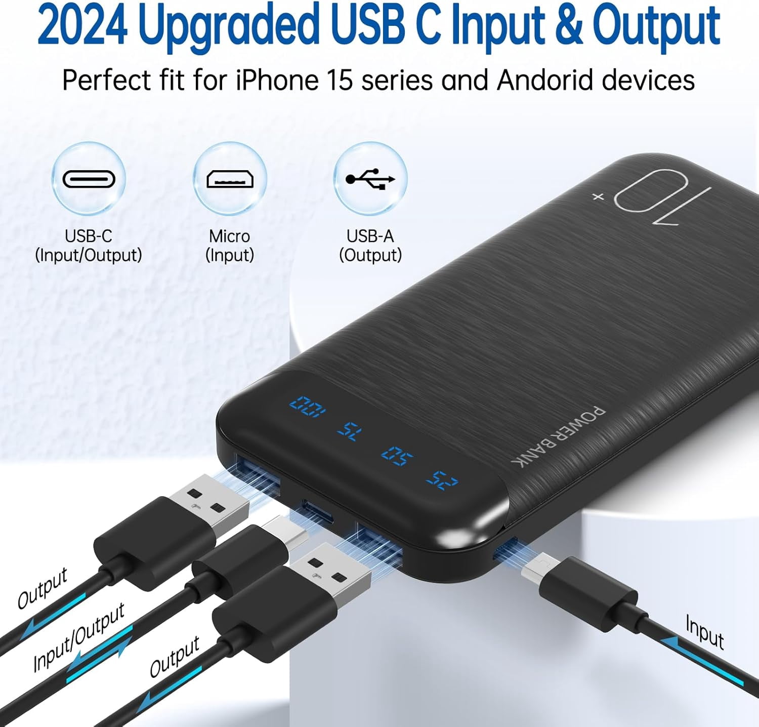 SHIQI-Power Bank 2 Pack 10000mAh Portable Charger with 2 USB 2.4A ...