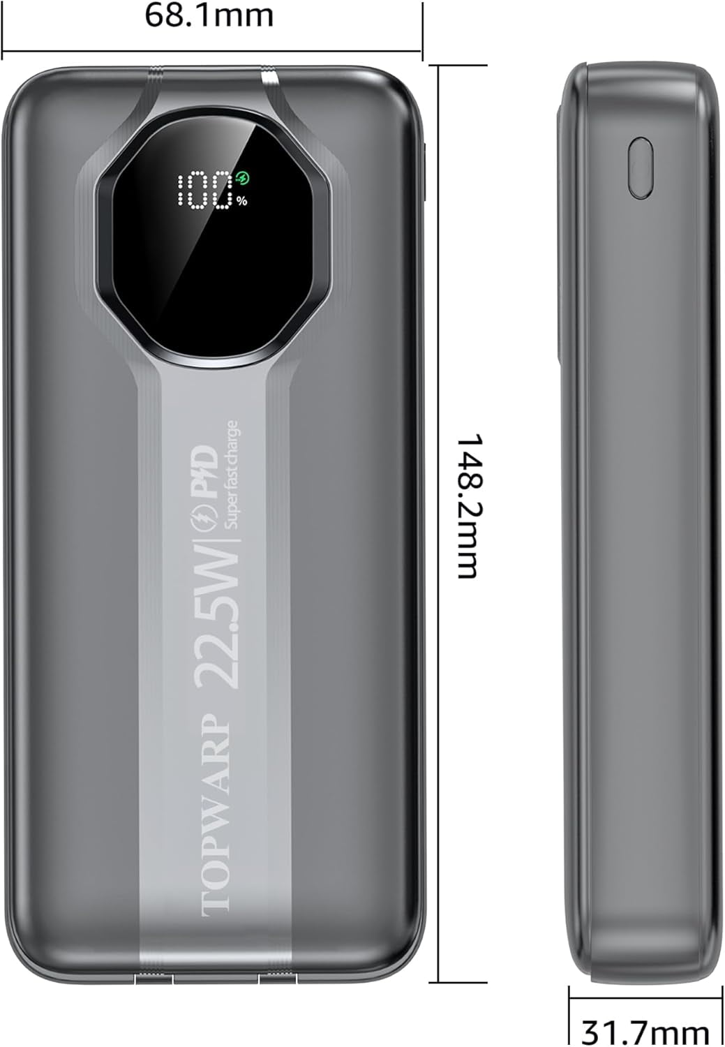 SHIQI-Power Bank, 20000mha PD 22.5W Portable Charger with 4 Built-in ...