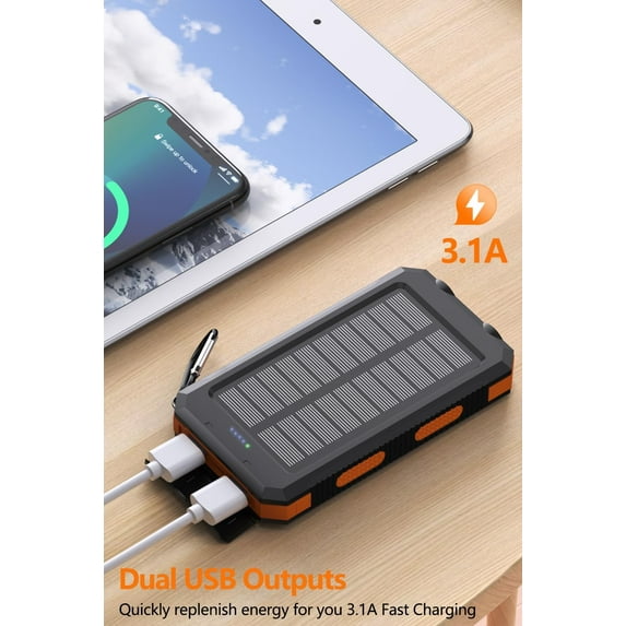 SHIQI-Power Bank 38800mAh Solar Portable Charger with USB-C Fast ...