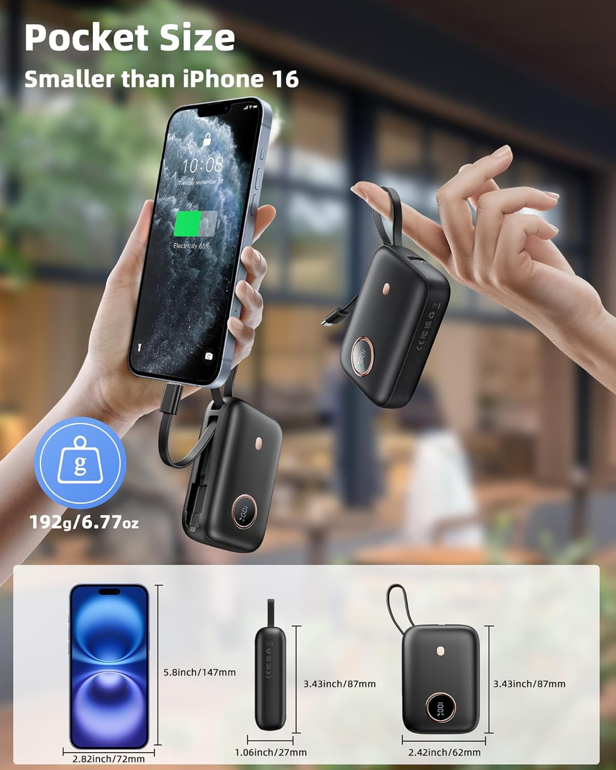 SHIQI-Power Bank Fast Charging, Small 22.5W 10000mAh USBC Portable ...