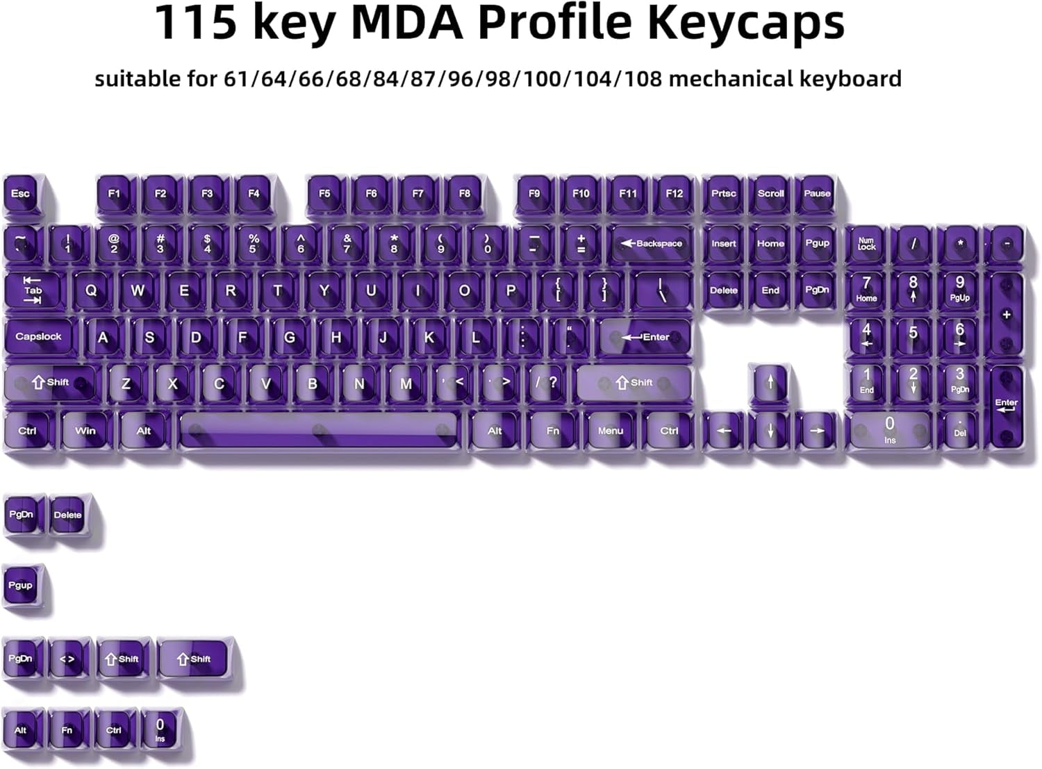 SHIQI-Purple Clear keycaps,Transparent keycaps 60 75 100 Percent ...