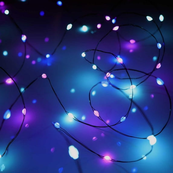 SHIQI-Qbis Turquoise, Purple and Blue Christmas Lights. 100 Micro LED ...