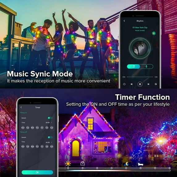 SHIQI-RGB IC WS2812B USB Twinkle Smart Fairy Light String 32.8FT ...