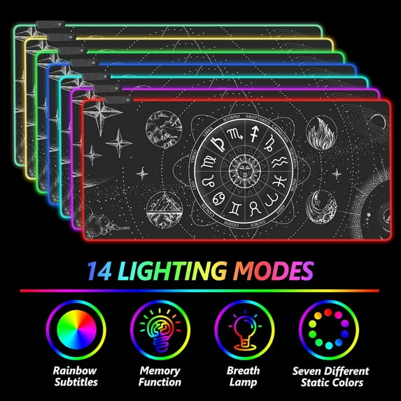 SHIQI-RGB LED Gaming Mouse Pad, 14 Modes Glow Pad, Extra Large Gaming ...