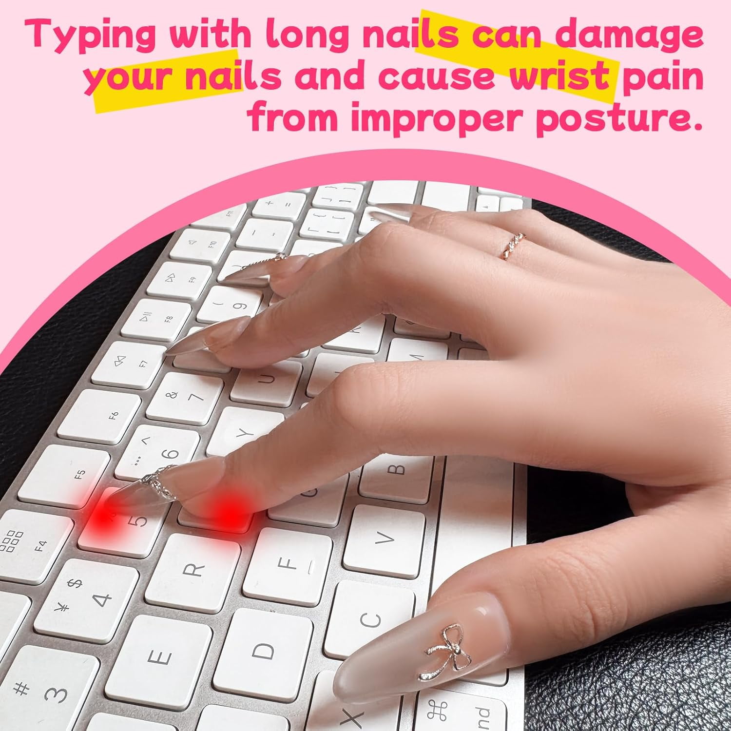 SHIQI-Raised Keyboard Stickers for Long Nails - Comfortable Typing ...