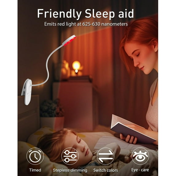 SHIQI-Rechargeable LED Desk Lamp, Clip On Dimmable Reading Light with ...