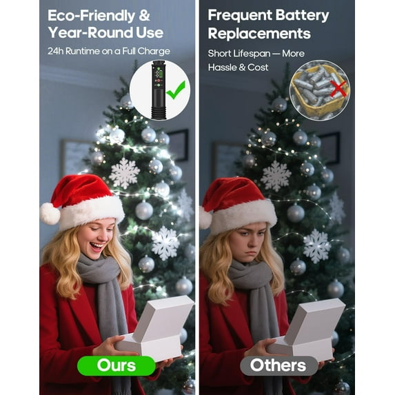 SHIQI-Rechargeable Rope Lights, 39FT 120LED Outdoor Waterproof String ...