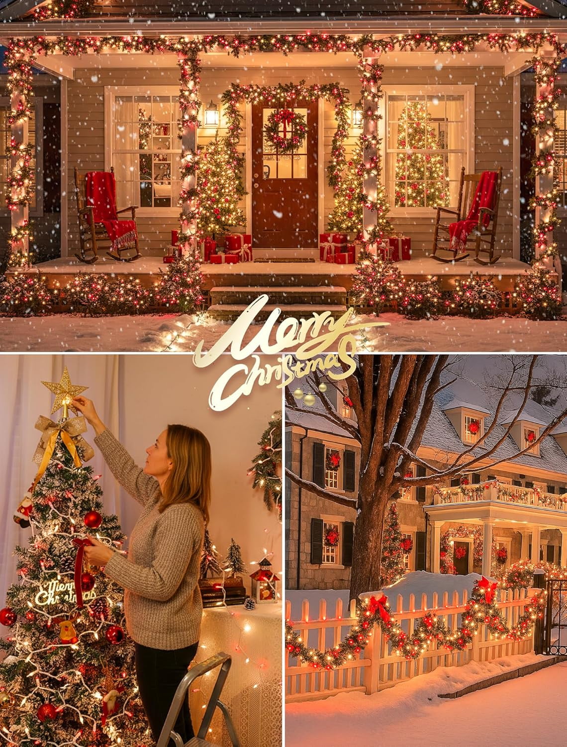 SHIQI-Red and Clear Christmas Lights, 2 Pack 13 FT 50 Count Mini String ...