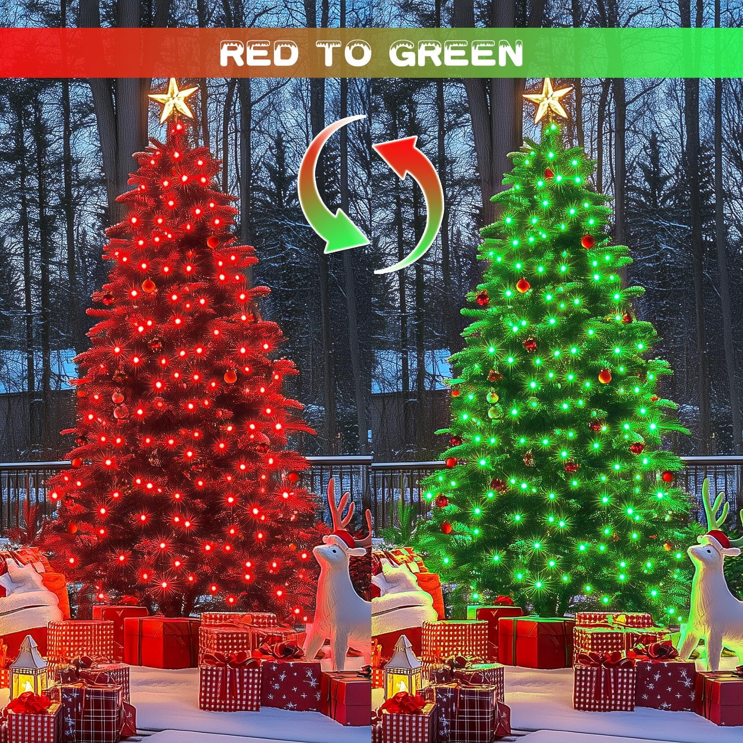 SHIQI-Red and Green Solar Christmas Lights Outdoor Waterproof, 2 Pack ...