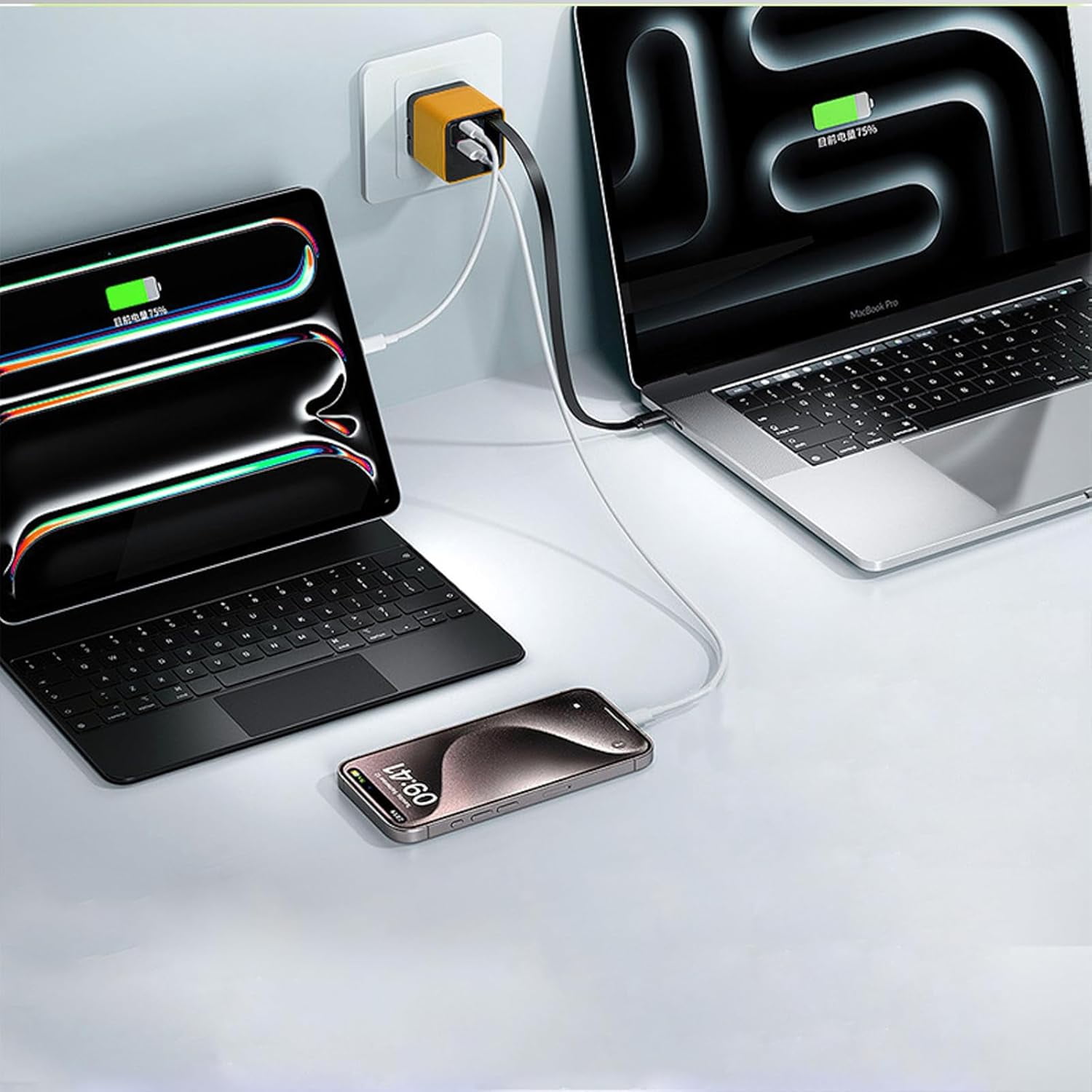 SHIQI-Scalable 80W Max Fast Charger Wall Plug, 80W Retractable Phone ...