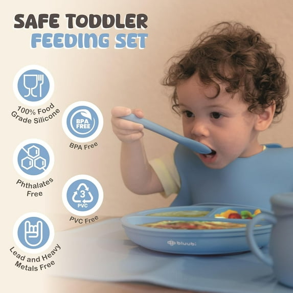 SHIQI-Silicone Baby Feeding Set - Infant Tableware for First Foods ...