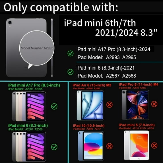 SHIQI-Slim Smart Keyboard Case for iPad mini 7th (A17 Pro) 2024 / iPad ...