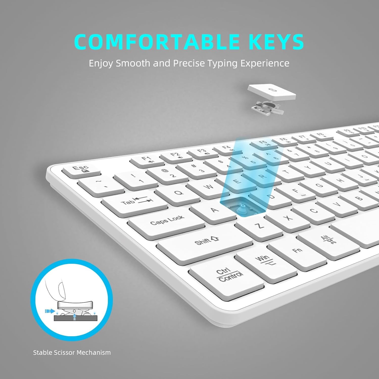 SHIQI-Slim Wireless Keyboard for Mac and Windows, Ultra Quiet Low ...