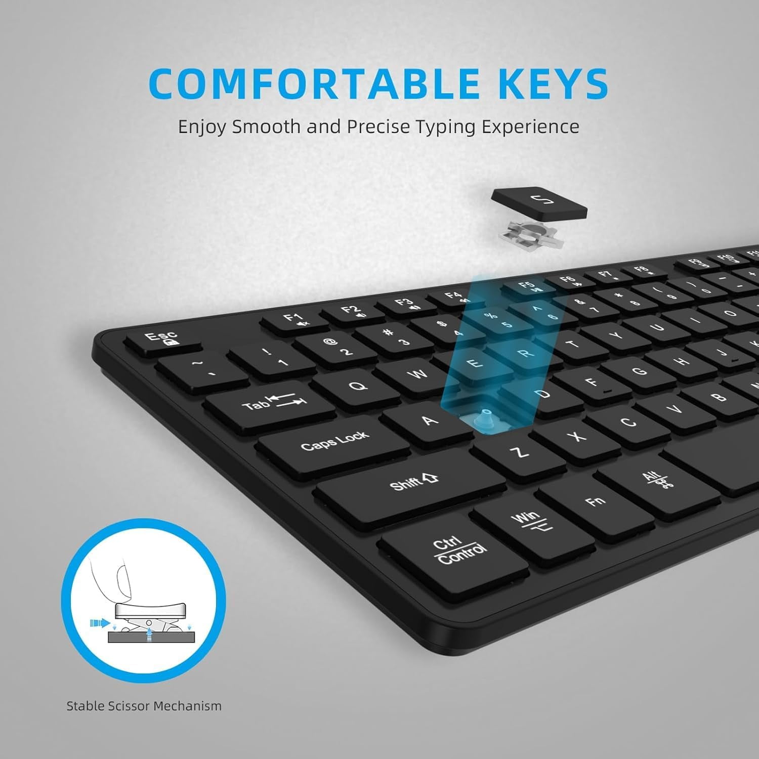 SHIQI-Slim Wireless Keyboard for Mac and Windows, Ultra Quiet Low ...