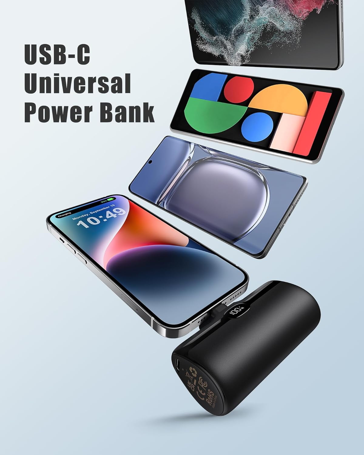 SHIQI-Small Portable Charger, 5000mAh Mini Power Bank, 20W PD ...