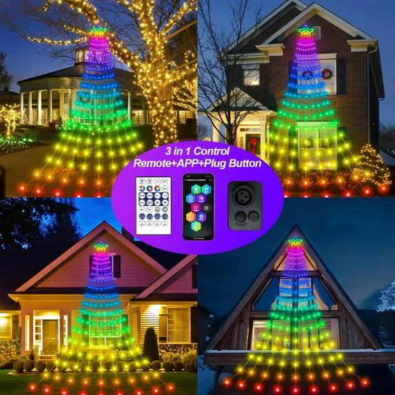 SHIQI-Smart Christmas Day Decorations Lights with Star Topper, 11.48ft ...