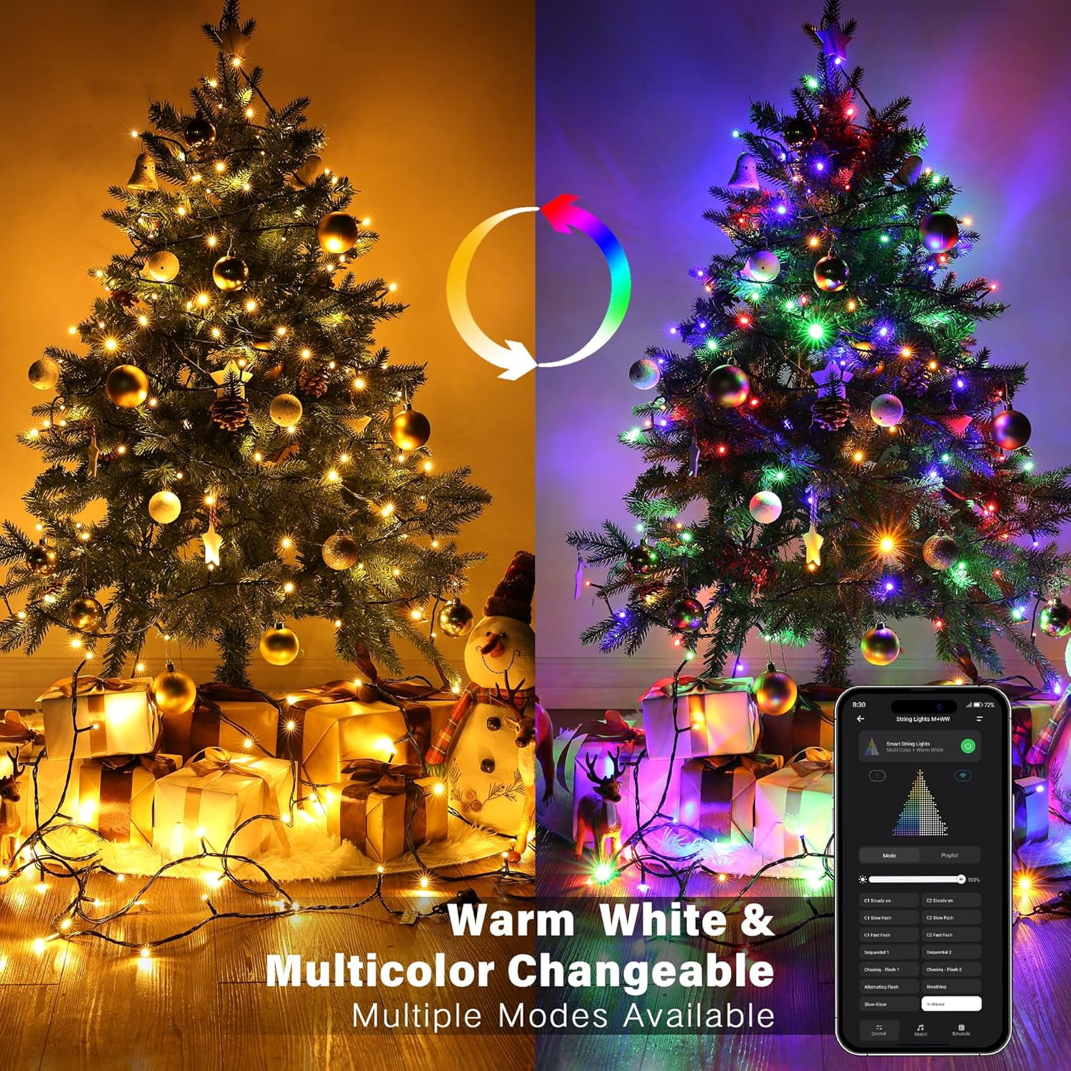 SHIQI-Smart Christmas Tree Lights, 98 ft 300 LED Color Changing ...