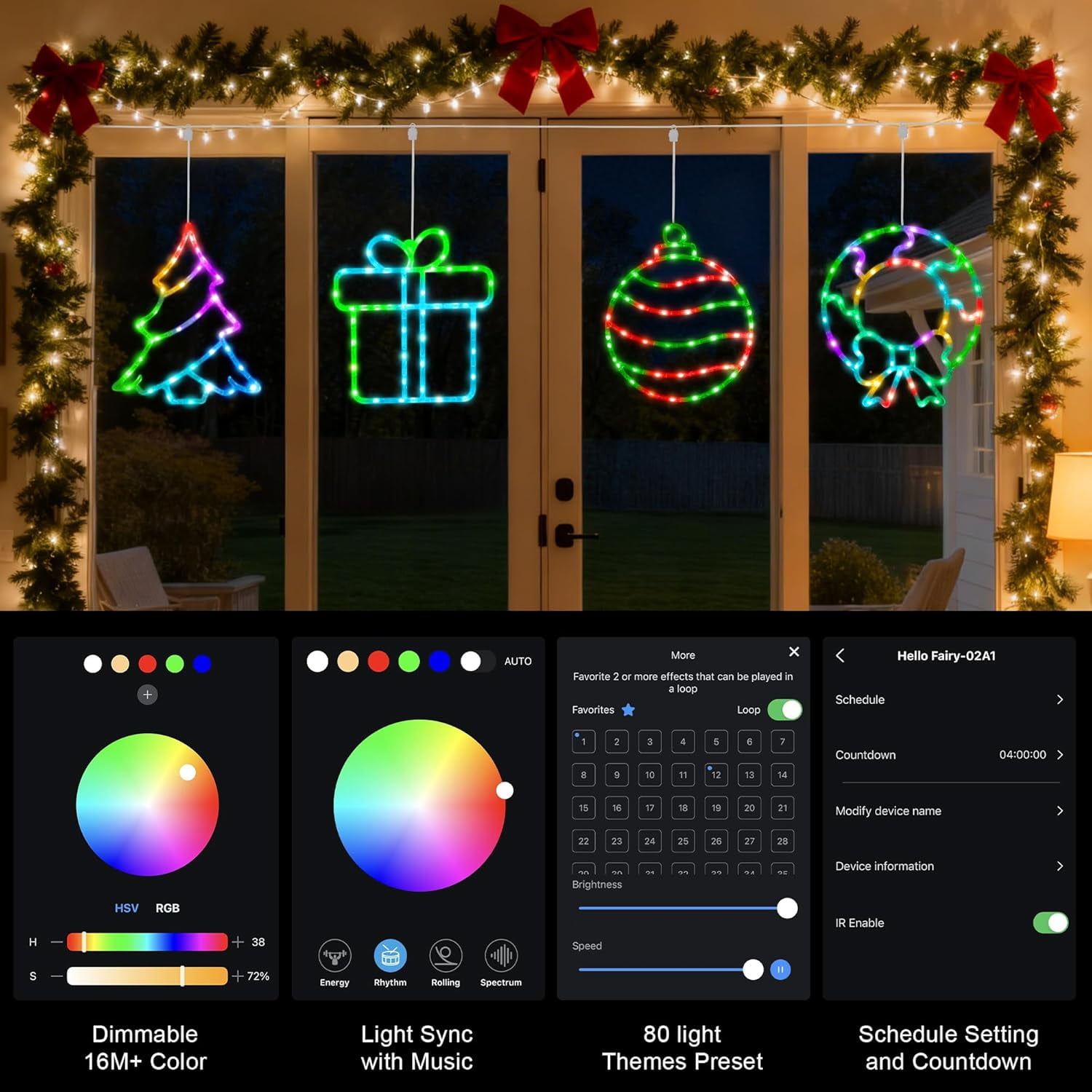 SHIQI-Smart Christmas Window Lights, Christmas Window Silhouette Lights ...