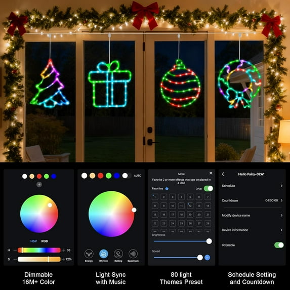 SHIQI-Smart Christmas Window Lights, Christmas Window Silhouette Lights ...